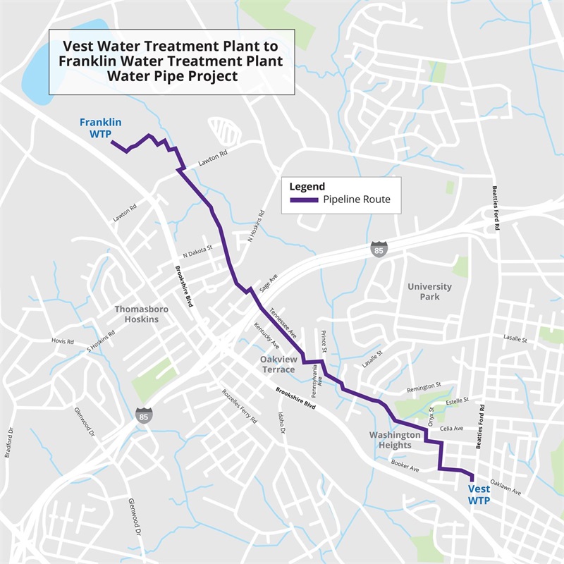 Vest WTP to Franklin WTP Water Pipe Project - City of Charlotte